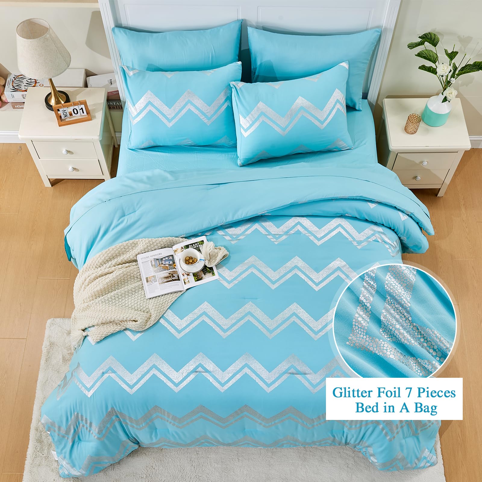 Snapklik.com : Wowelife Blue Twin Comforter Set For Girls And Boys, 6 ...