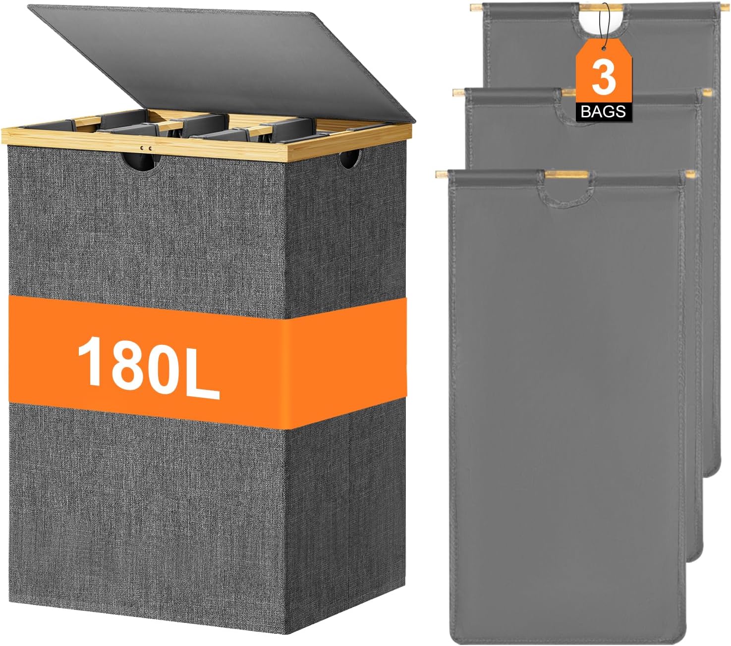 Amazon.com: BALEINE Laundry Hamper with Lid, Tall Laundry Baskets with ...