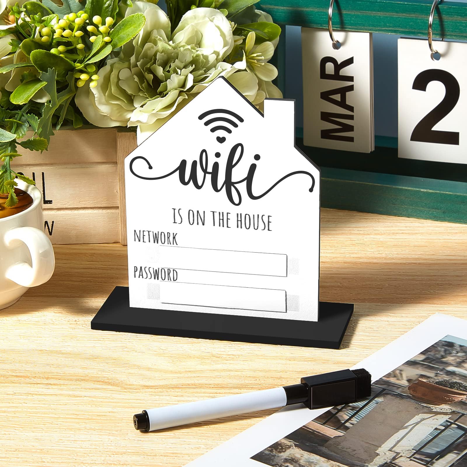 Amazon.com : Wooden Wifi Password Sign Wifi Board Sign for Home ...
