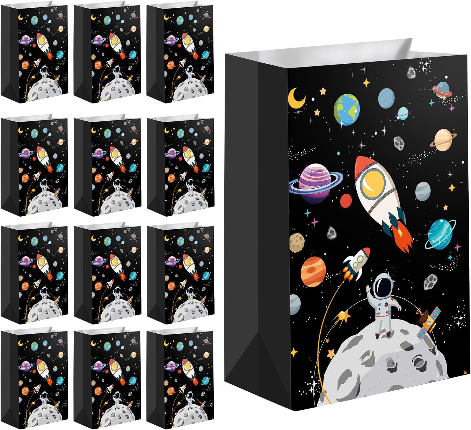 Amazon.com: Outer Space Gift Bags Kids Paper Planet Galaxy Party Favor ...