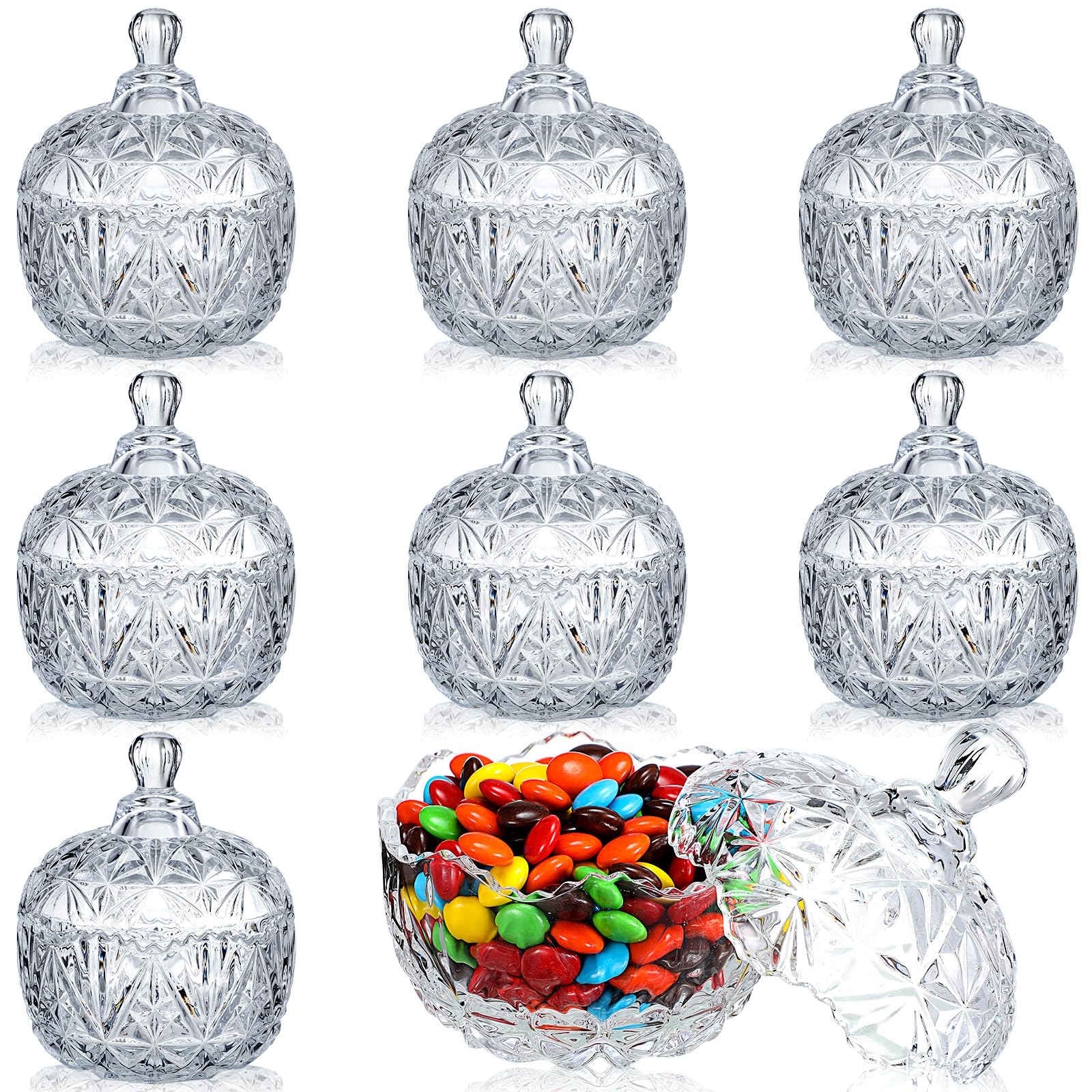 Amazon.com | Tanlade 8 Pcs Glass Candy Jar with Lids Crystal Decorative ...