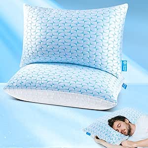 Amazon.com: QUTOOL Firm Pillow Shredded Memory Foam(Adjustable Loft), Cooling Supportive Side ...