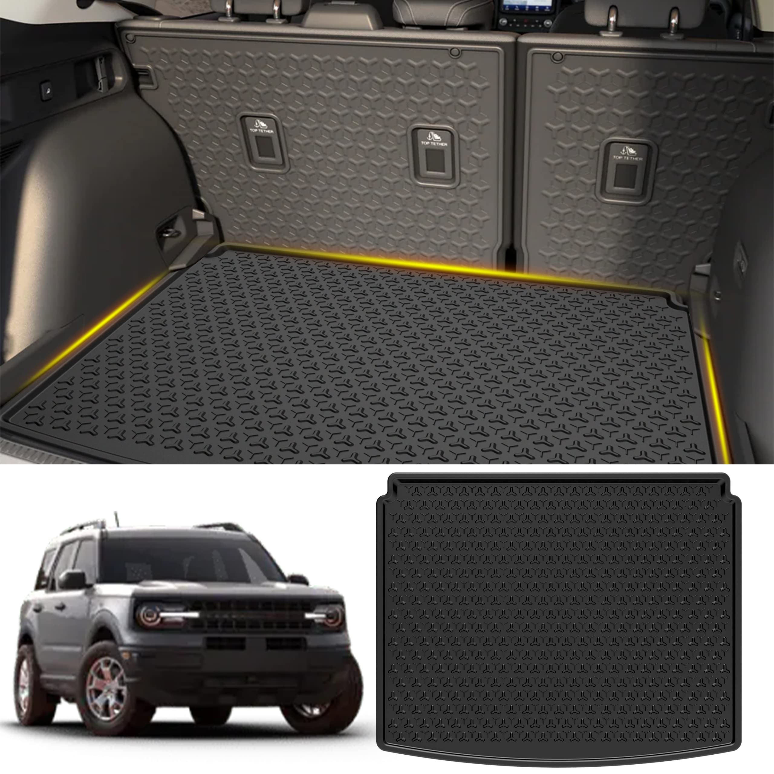 KEWISAUTO Cargo Liner for Bronco Sport 2021-2024, TPE Rubber Cargo Area ...