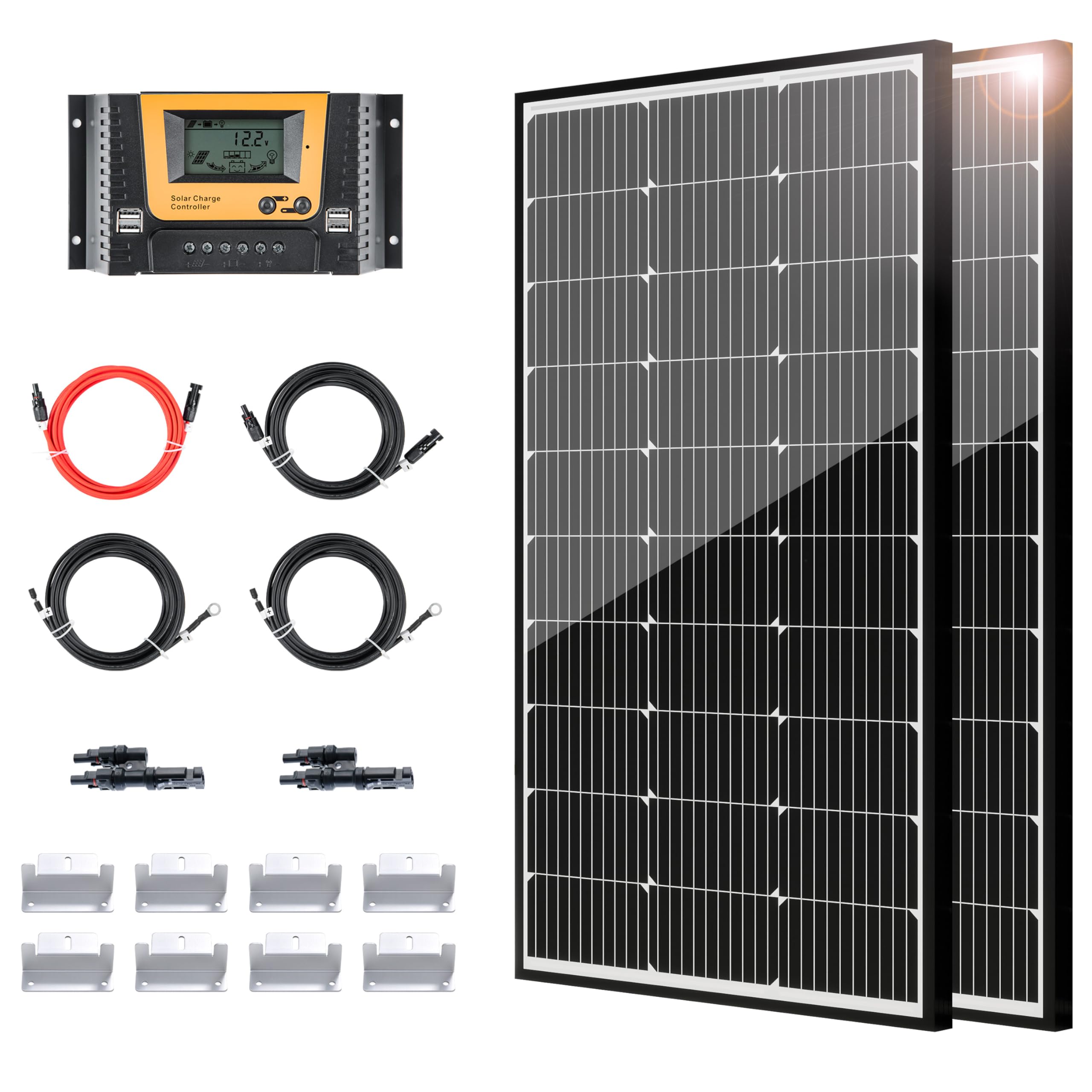 Snapklik.com : JJN 200 Watt Solar Panel Kit 12V Solar Panels