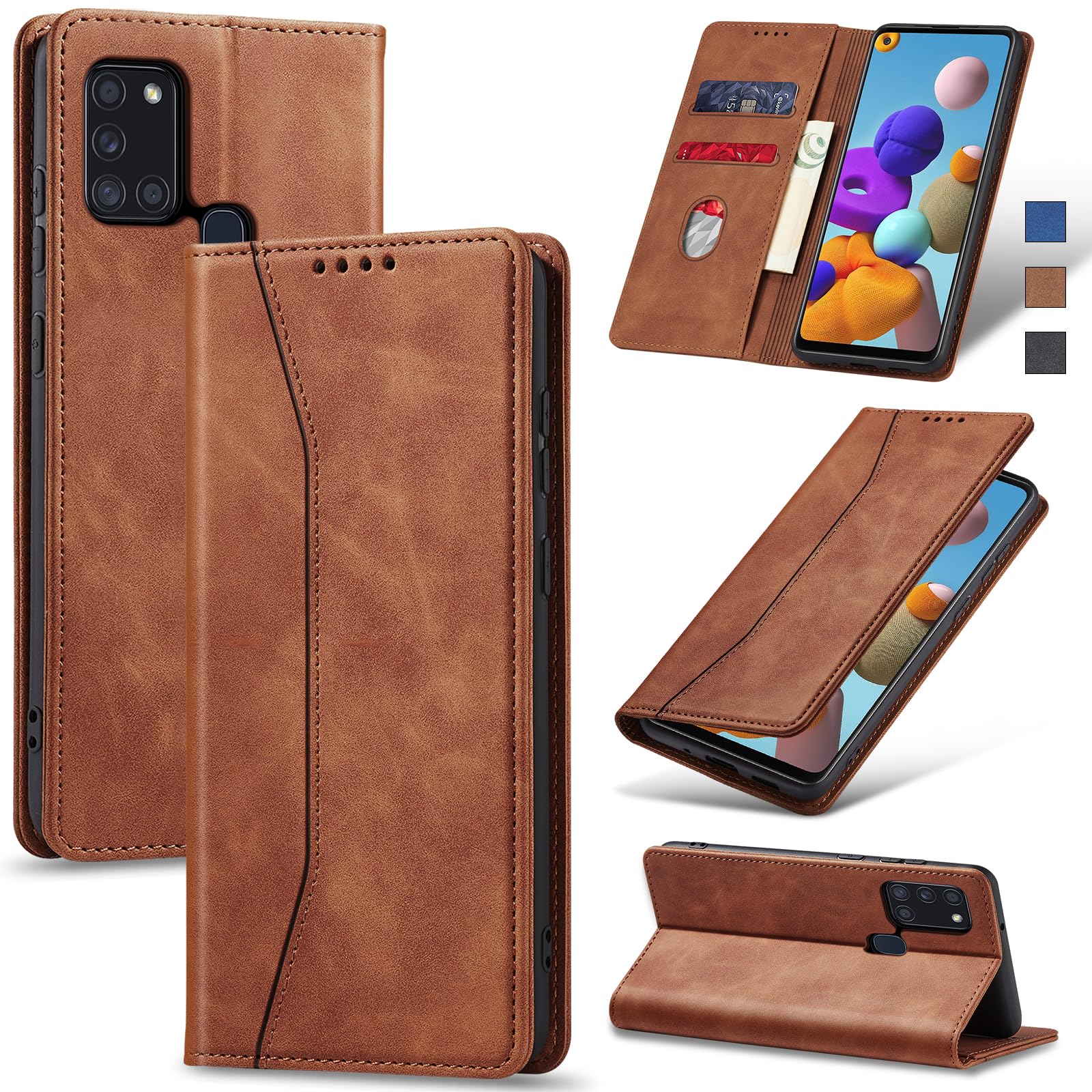 Jasonyu Case for Samsung Galaxy A21S Leather Wallet Flip Cover with ...