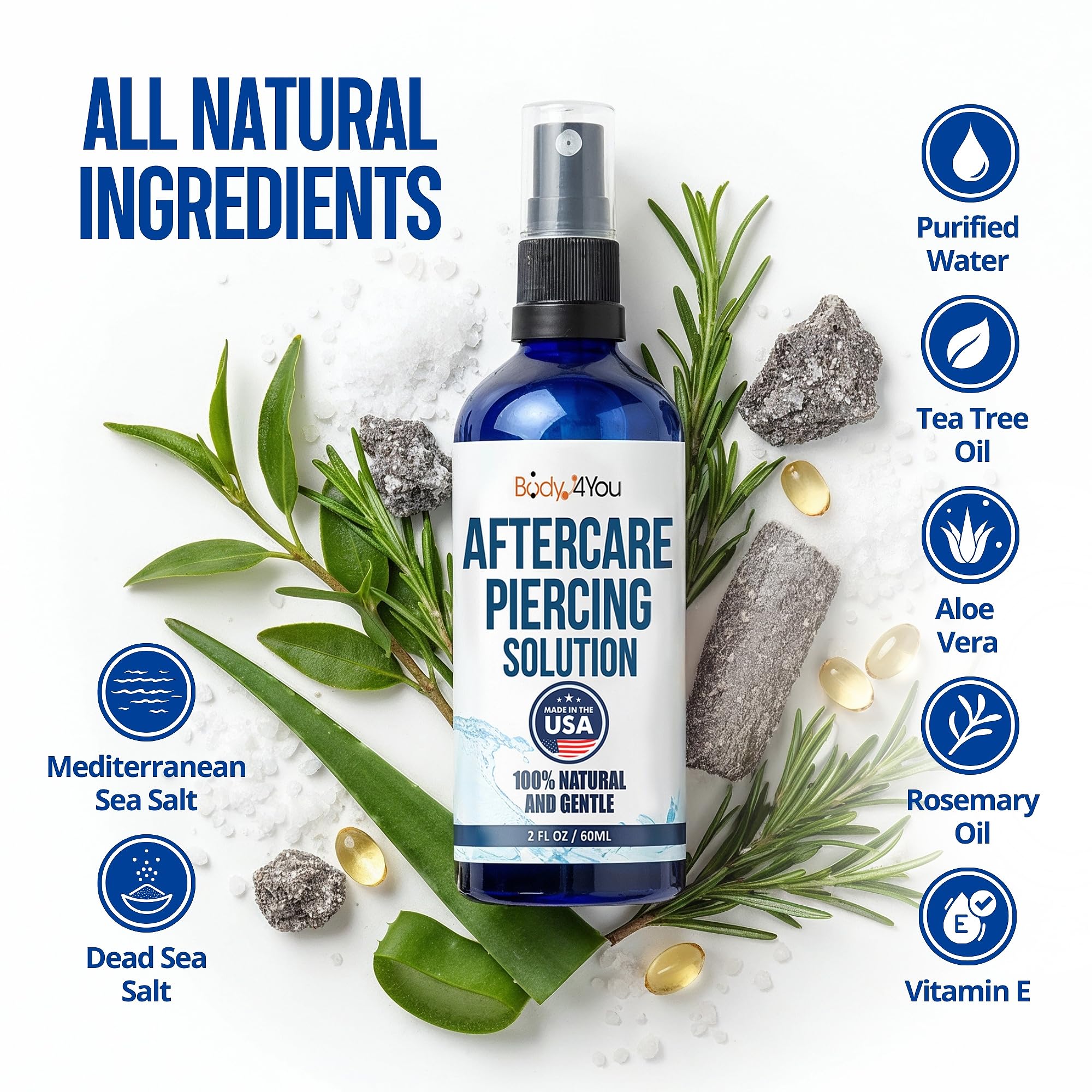 Snapklik.com : BodyJ4You Piercing Aftercare Spray - Saline Solution For ...