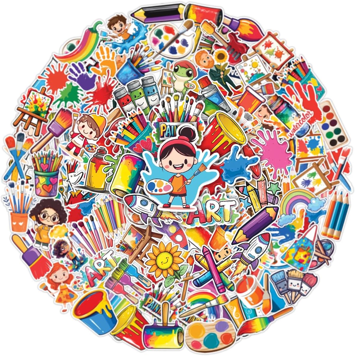 Amazon.com: 100pcs Art Stickers for Kids - Painting Artist Sticker ...