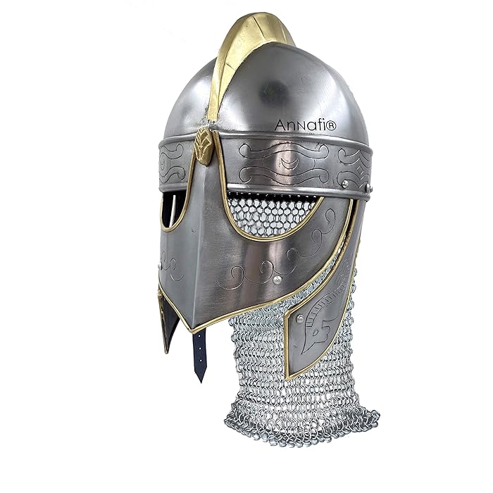 Buy Handcrafted Viking Wolf Armor Helmet Silver Gold | Medieval Metal ...