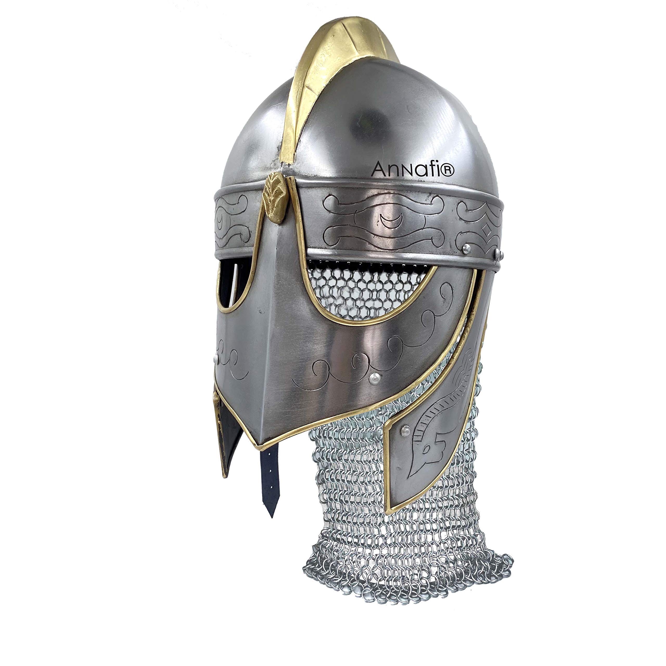Buy Handcrafted Viking Wolf Armor Helmet Silver Gold | Medieval Metal ...