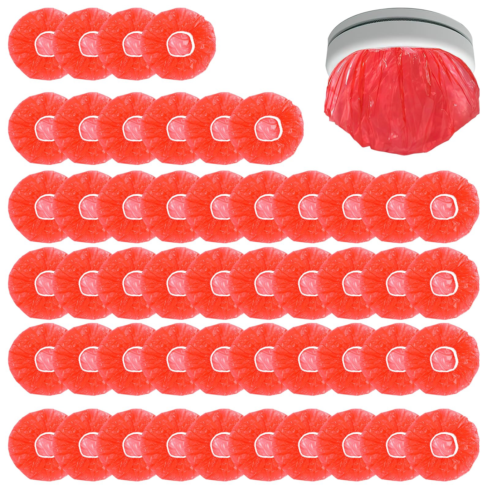 50 Pcs Smoke Detector Covers Fire Alarm Plastic Stretch Dust Caps To ...