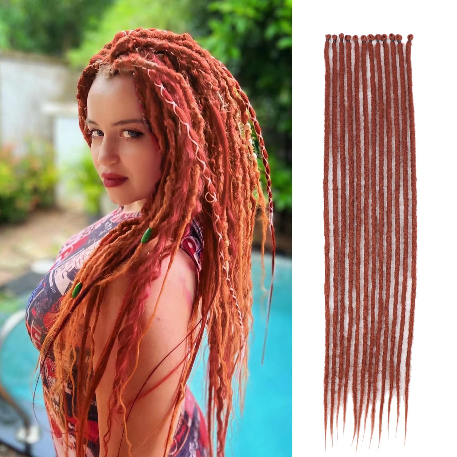 Snapklik.com : Ginger Dreadlock Extensions 350 Dreads Extensions ...