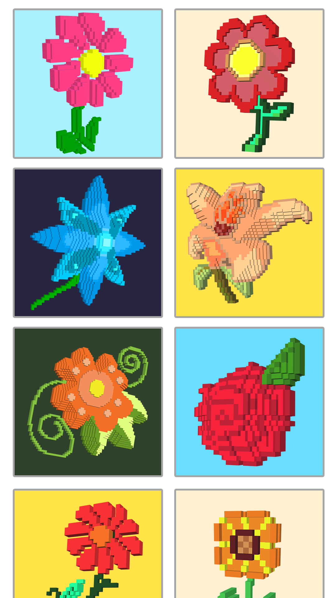Flower Voxel - 3D Color by Number, Pixel Art 3D Coloring Book - App on ...