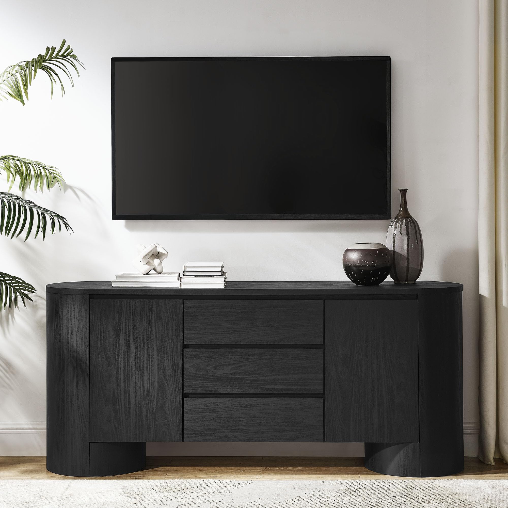 Amazon.com - Modway Duval Oval Wood Grain 71 Inch Sideboard with Doors ...