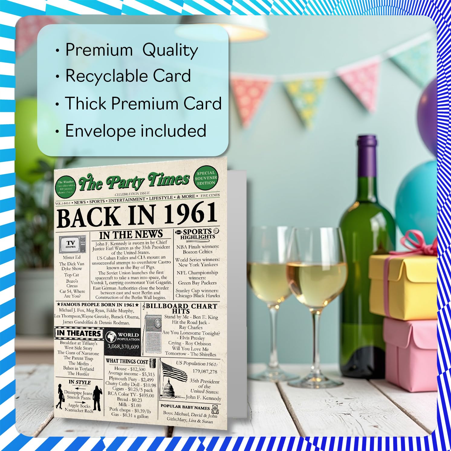 Snapklik.com : 64th Birthday Cards For Men Women - Back In 1961 ...