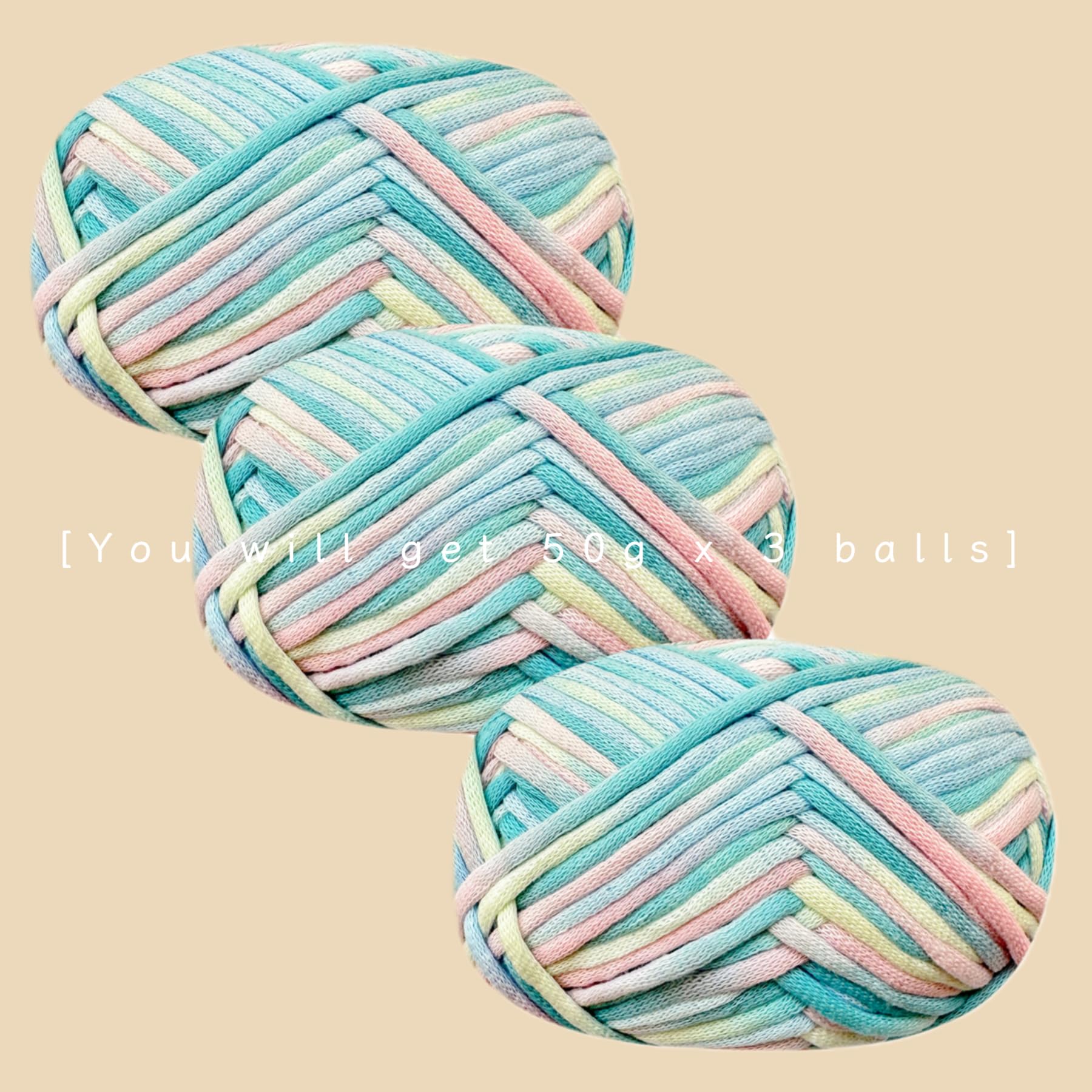 Chunky Yarn for Crochet,Cotton Yarn Thick Wool for Crochet 3x50g ...