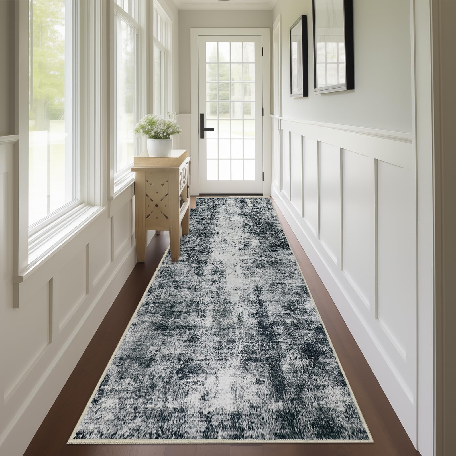 Amazon.com: Capslpad Abstract Washable Runner Rug, 2x10 Black Non-Slip ...