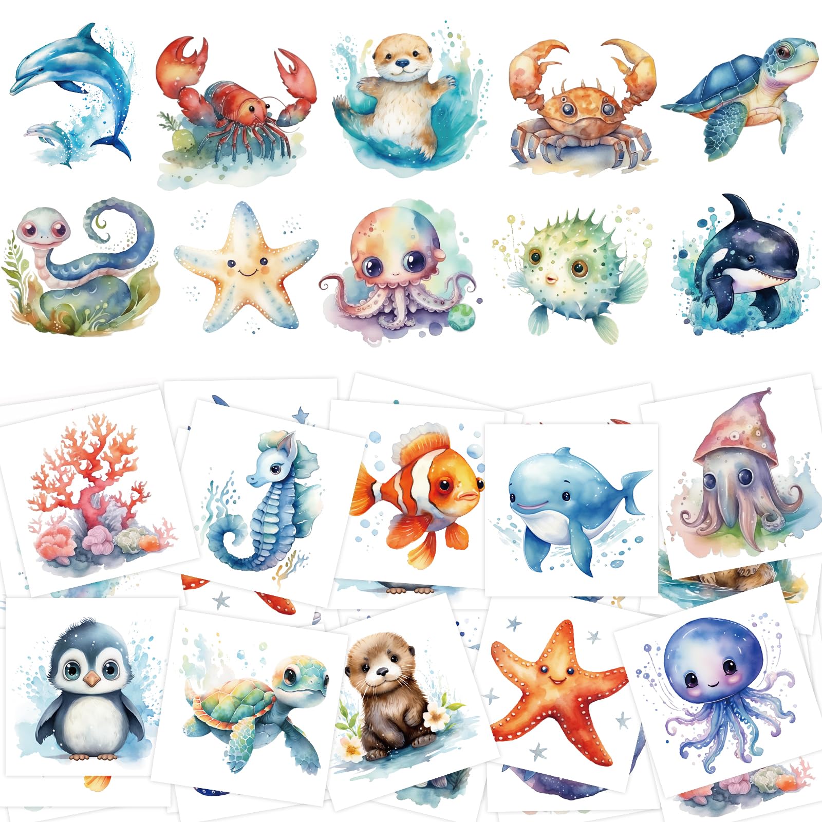 Small Ocean Animal Tattoos Cute Ocean Animals 30 Temporary Fake Tattoo