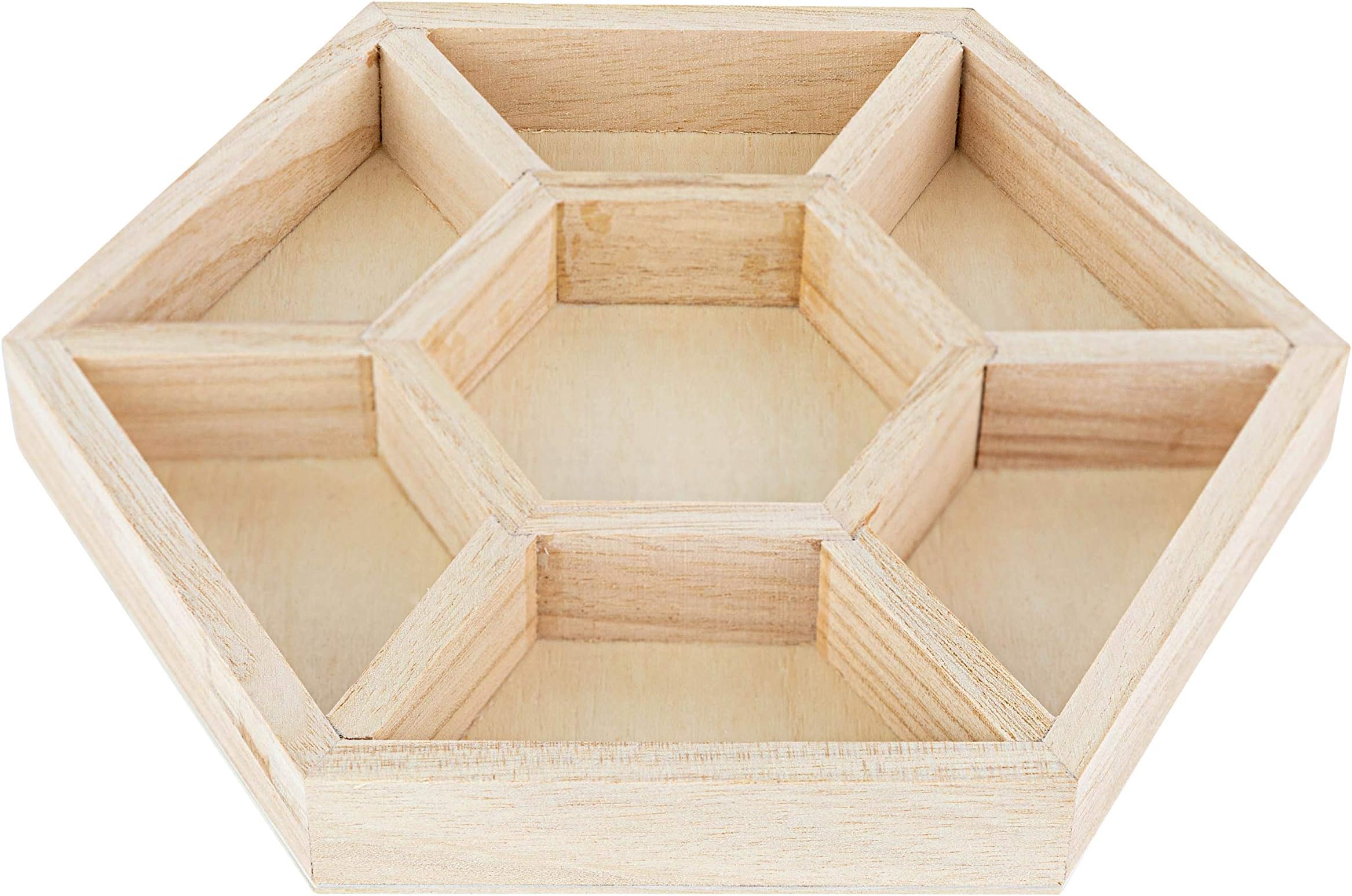 Amazon.com: Wooden Tray with 7 Sections – 2 Pack Hexagon Tray Chip and ...