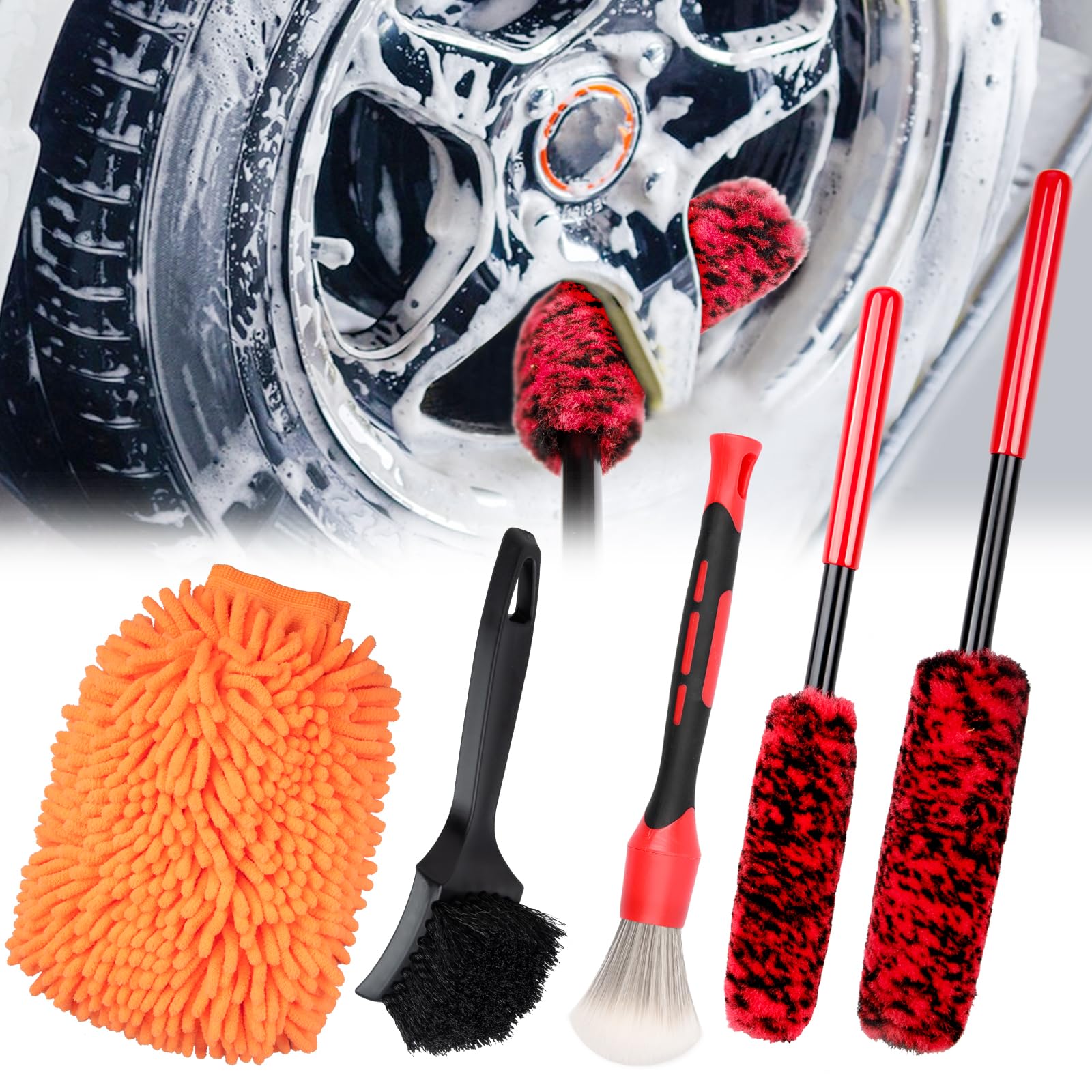Snapklik.com : Preciva 5 Pack Wheel Brush Kit For Cleaning Wheel And ...