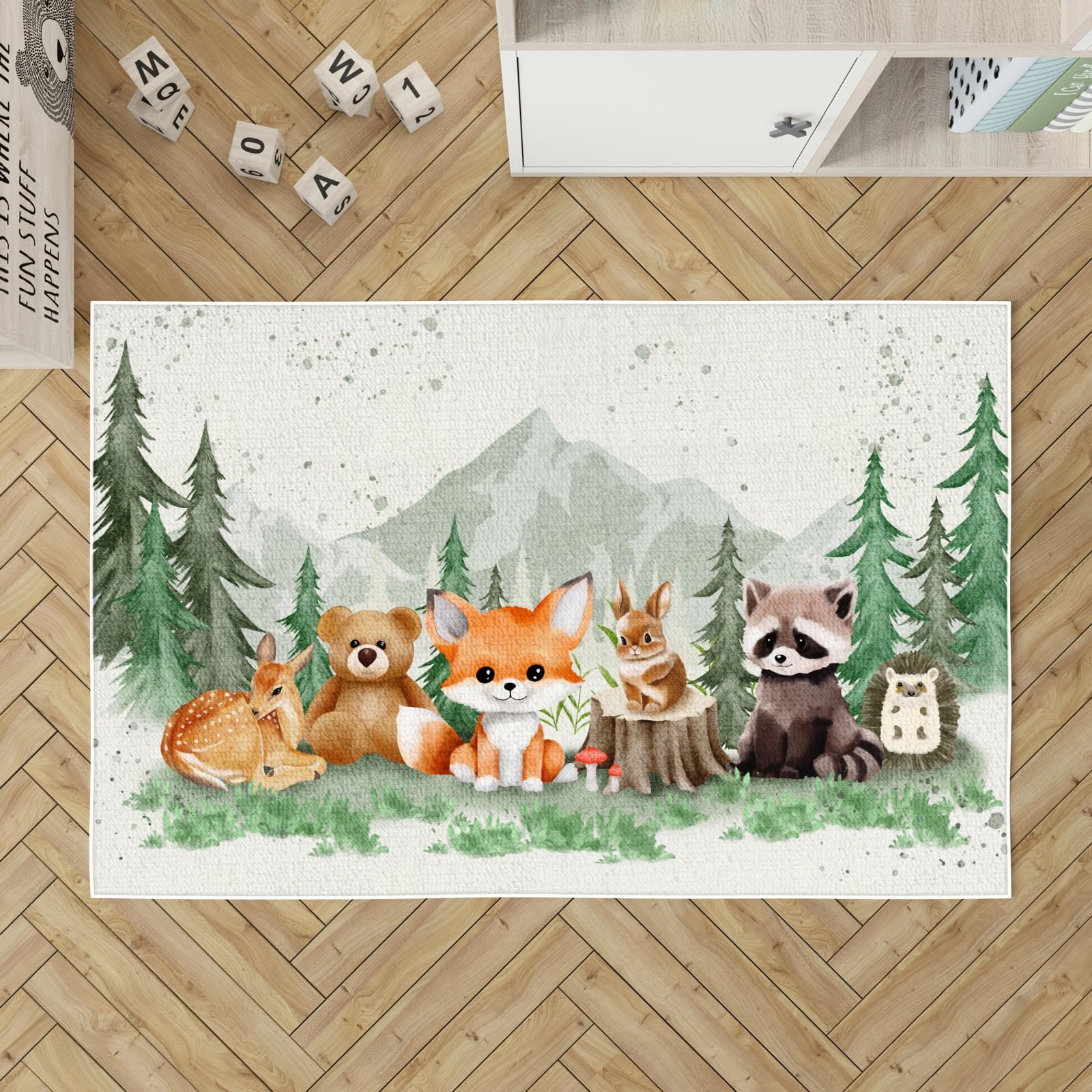 Amazon.com: Hwmmbh Woodland Animals Mountain Forest Area Rugs Baby ...