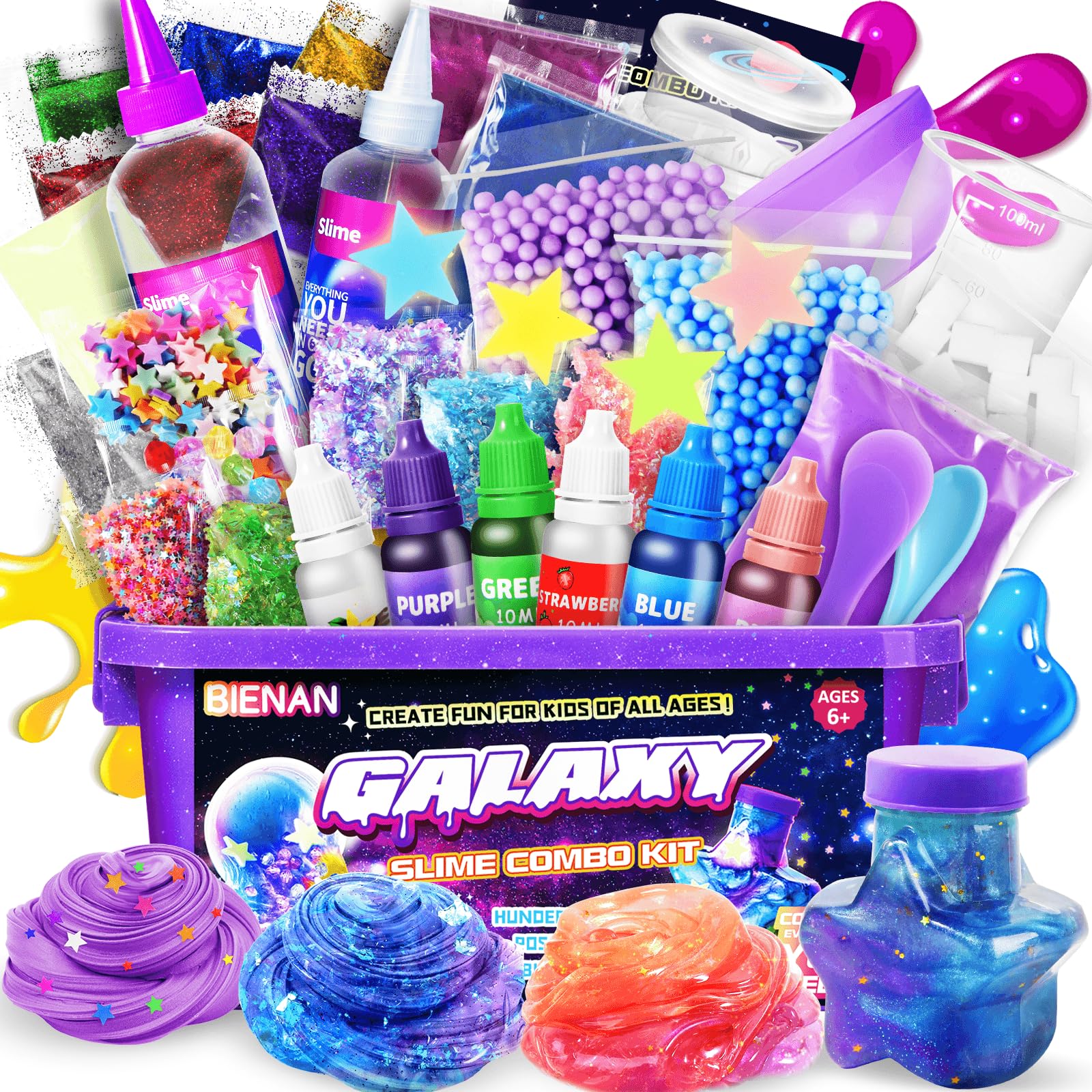 Galaxy Slime Kit for Boys Girls 8-10, BIENAN Slime Making Kit for Kids ...