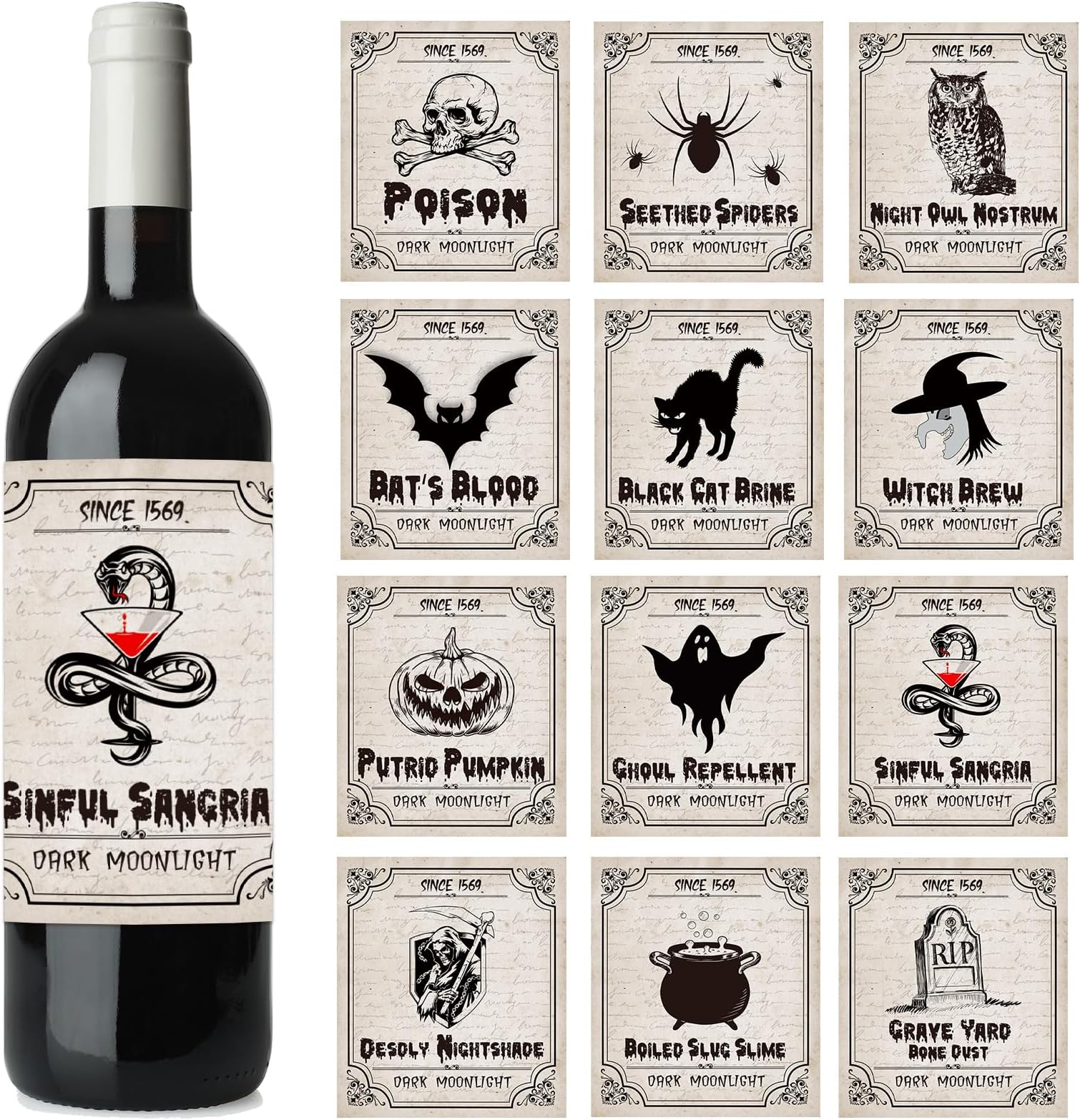 Amazon.com: 8 Pcs Halloween Wine Labels, Halloween Witch Gifts ...