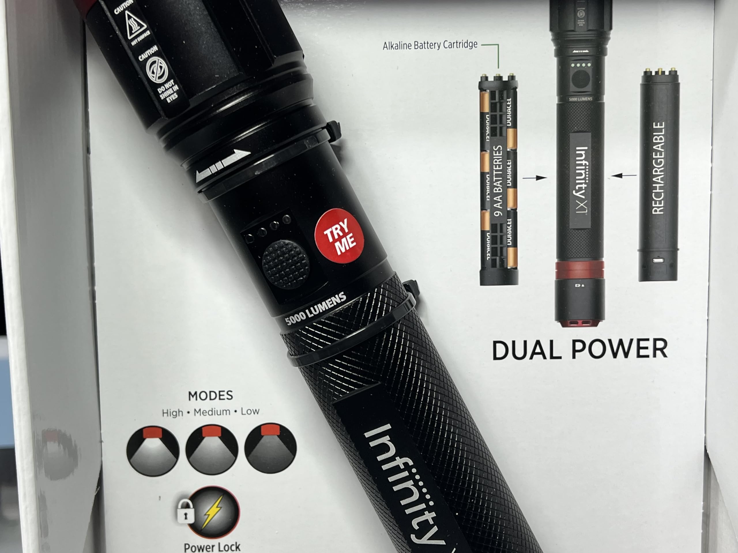 Infinity X1 Dual Power Rechargeable Flashlight 5000 Lumens