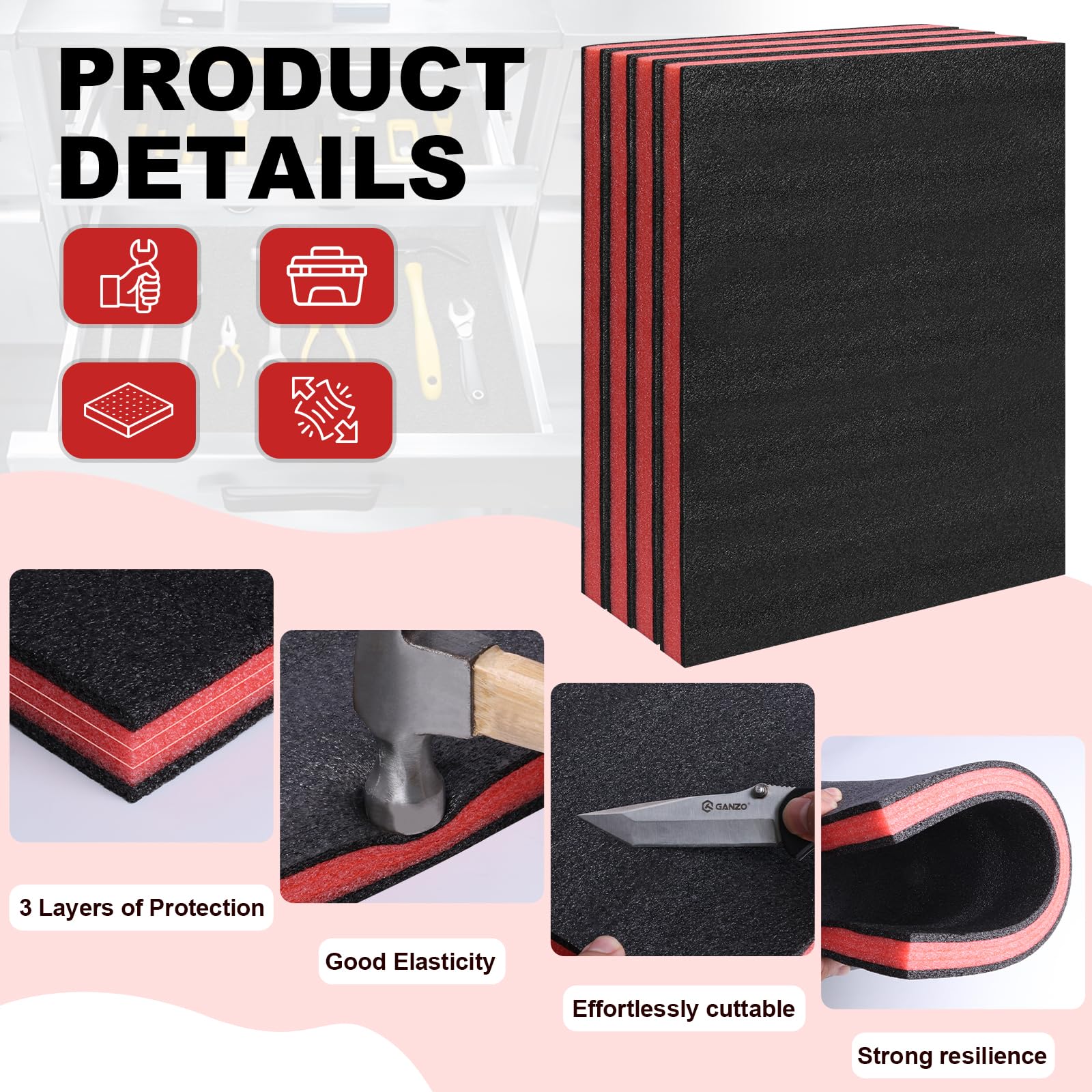 Snapklik.com : Tool Box Foam 3Pack,16x12x1 In Tool Box Foam Organizer ...