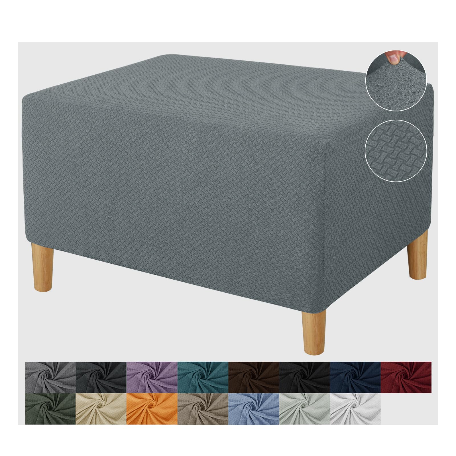 JIVINER Super Stretch Rectangle Ottoman Slipcover Oversized Soft ...