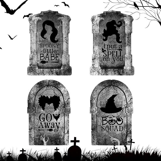 Amazon.com : Halloween Decorations Outdoor Yard Signs 4 Pack Graveyard ...