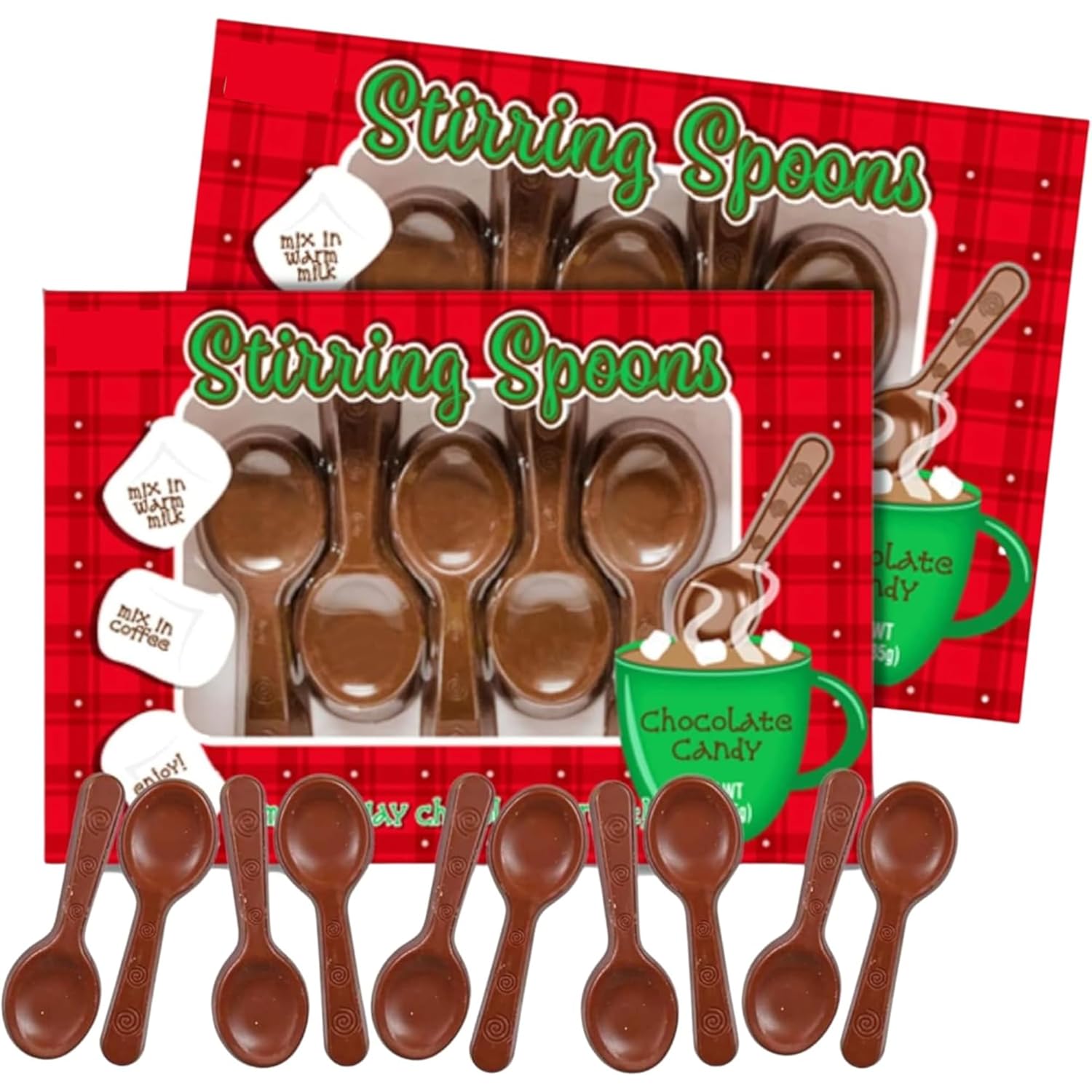 Amazon.com : Christmas Chocolate Spoon Set, Edible Stirring Spoons for ...