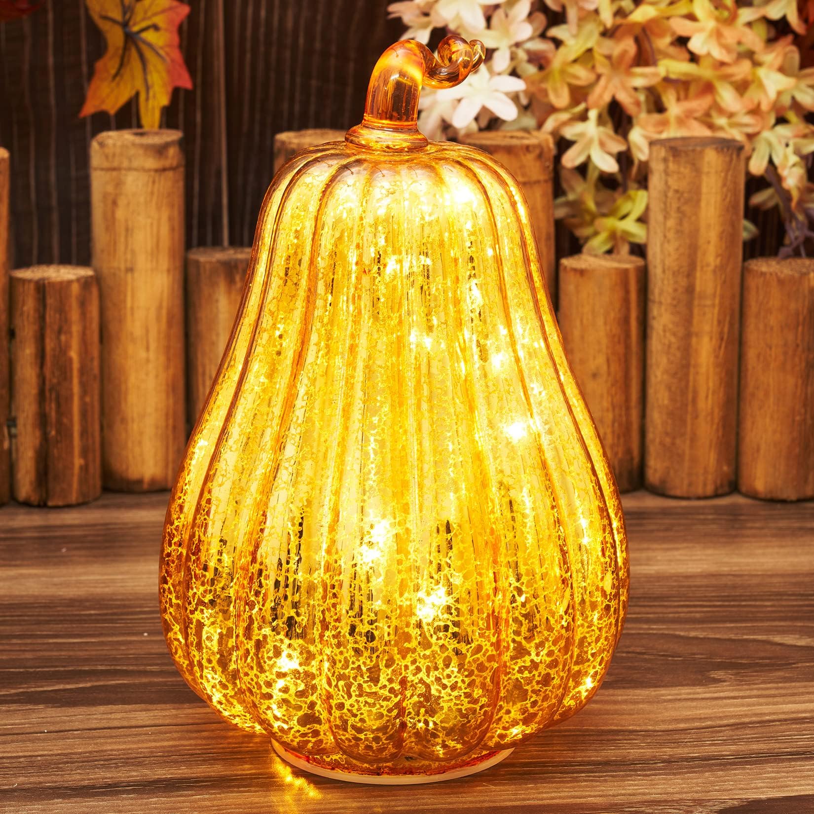 Amazon.com: Glass Pumpkin Light Pumpkin Glass Lights Halloween Pumpkin ...