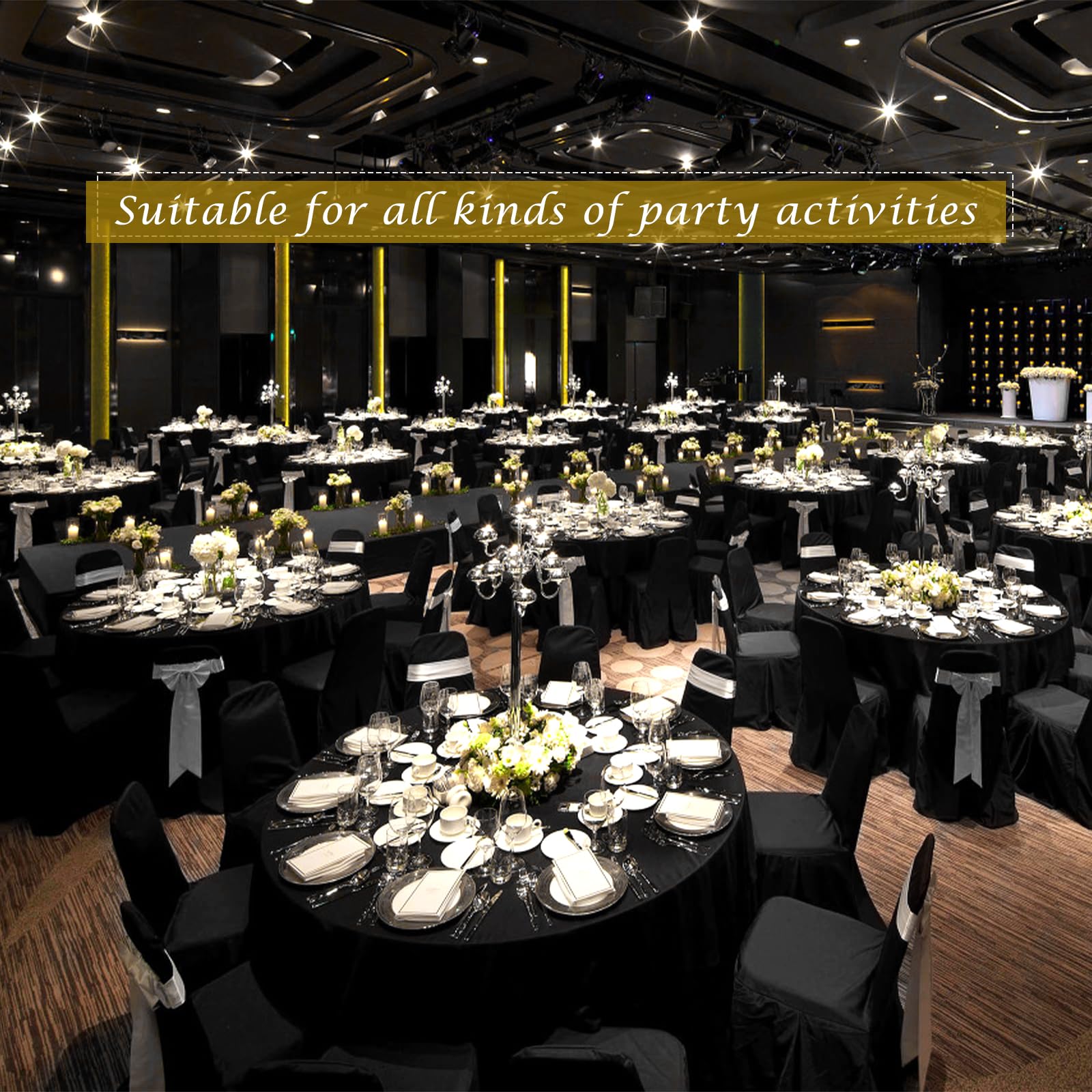 12 Pack Round Tablecloth 108 inch Black Table cloths for Round Tables ...