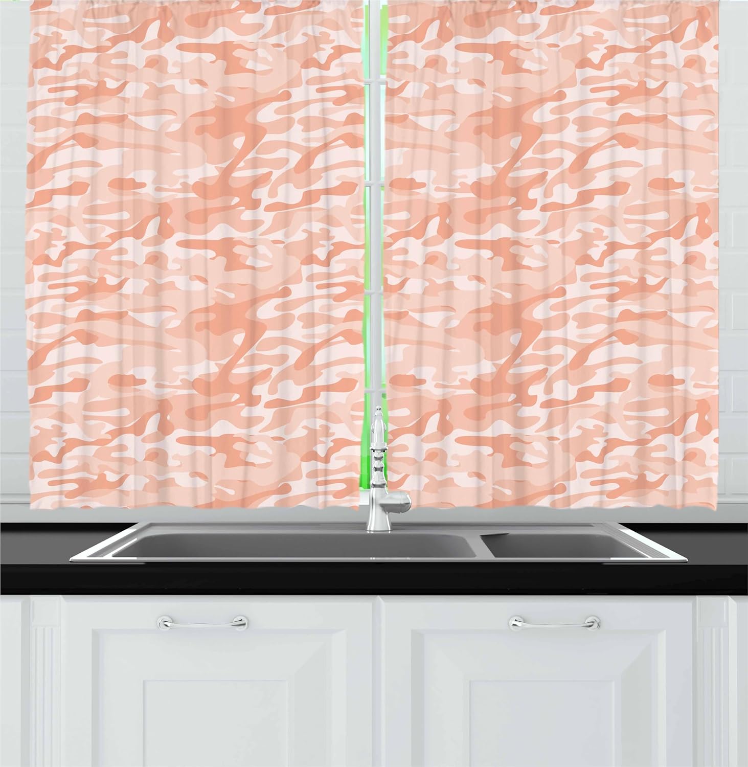 Amazon.com: Ambesonne Camouflage Kitchen Curtains, Camouflage Pattern ...