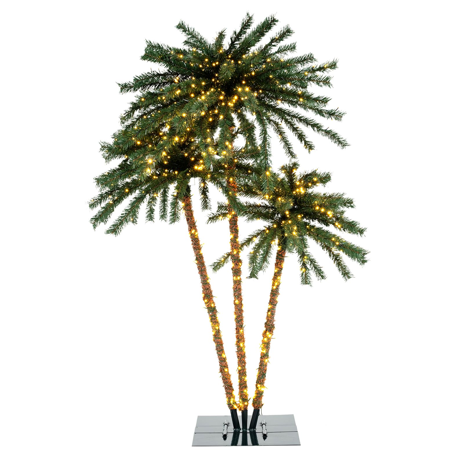 Amazon.com: Goplus Pre-Lit Artificial Christmas Tree, 4/5/6 FT Triple ...