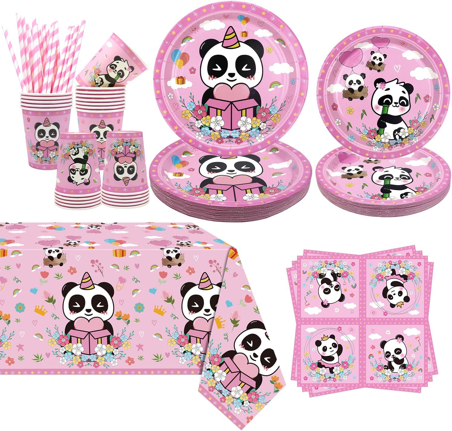 Obussgar Panda Birthday Party Decorations - Panda Party Supplies ...