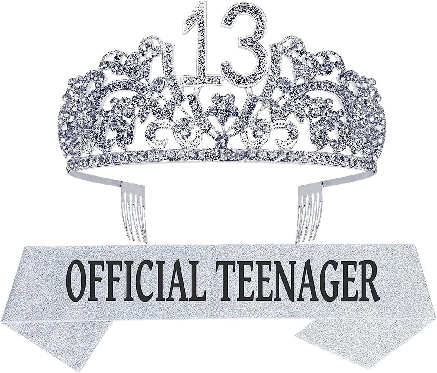 Amazon.com: VeryMerryMakering 13th Birthday Sash and Tiara for Girls ...