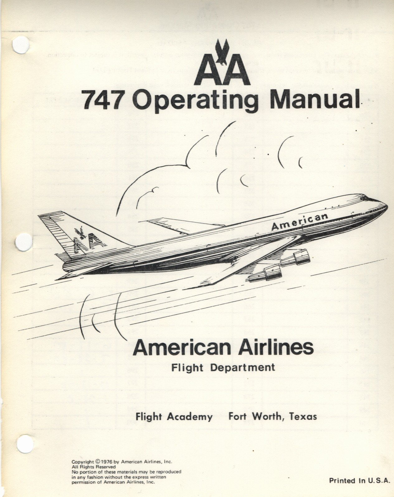Buy Boeing 747 Operating Manual (American Airlines) Sections 1-23 ...