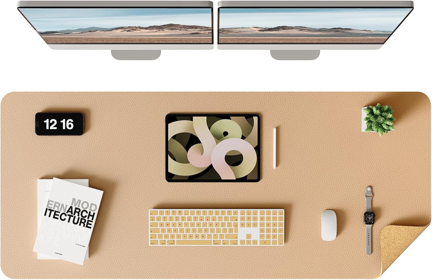 Amazon.com : YSAGi Double-Sided Desk Mat, Eco Cork & Leather Desk ...