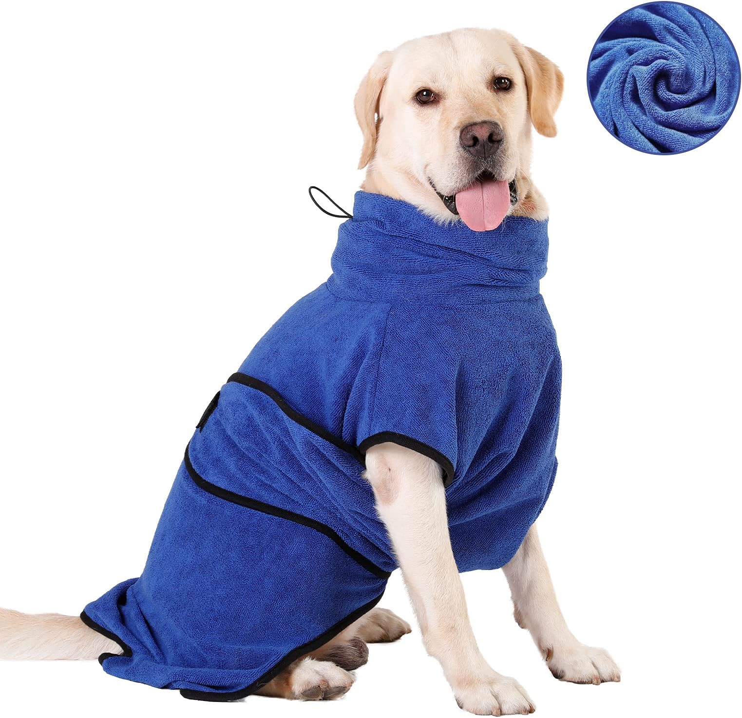 HAPPY HACHI Dog Drying Coat, Adjustable Dog Towel Robe For Dogs ...