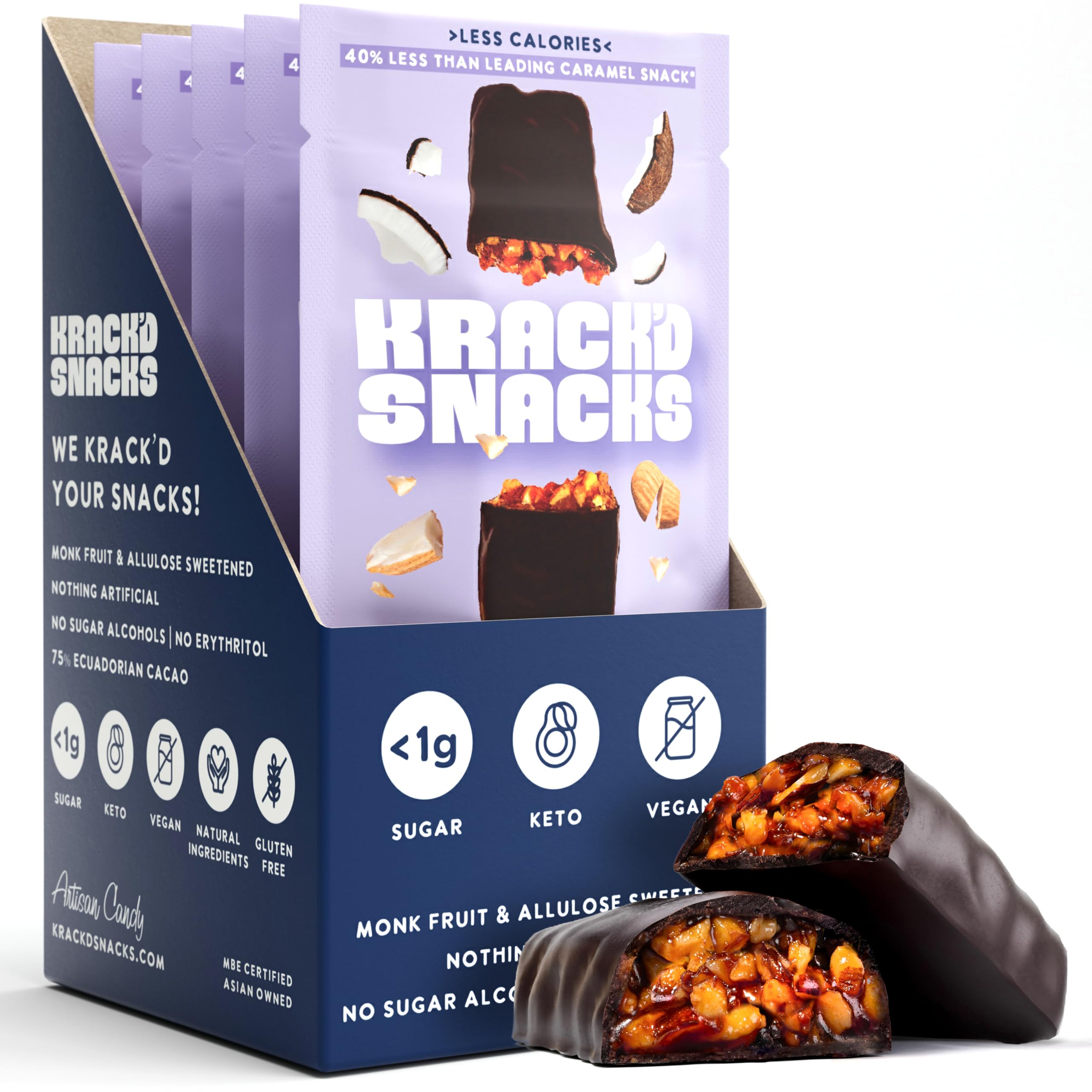 Amazon.com : Krack’d Snacks Keto Chocolate Snack Bars - Low Carb, Vegan ...
