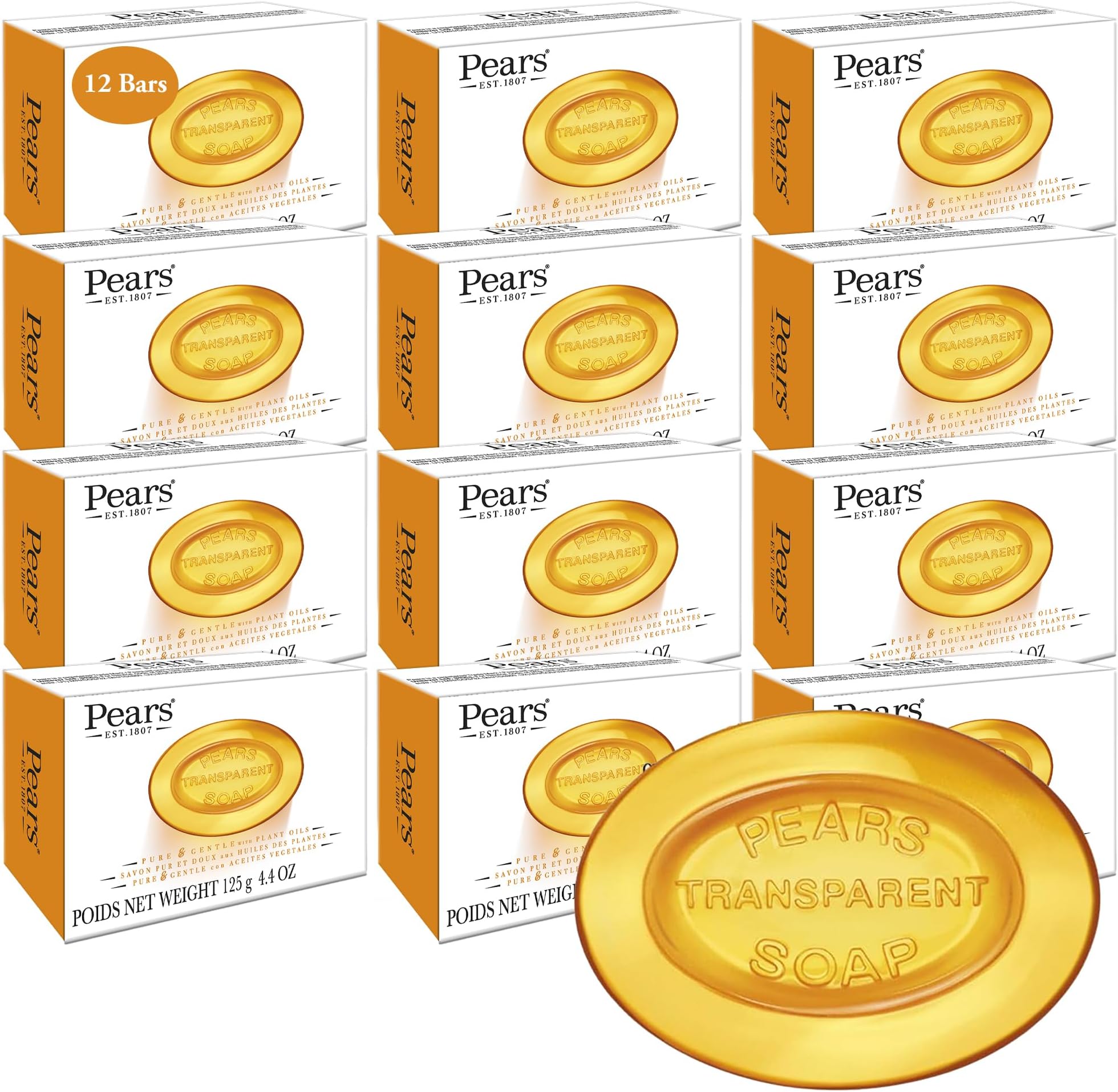 Amazon.com : PEARS BAR SOAP VARIETY PACK 12 MINT EXTRACT LEMON ...