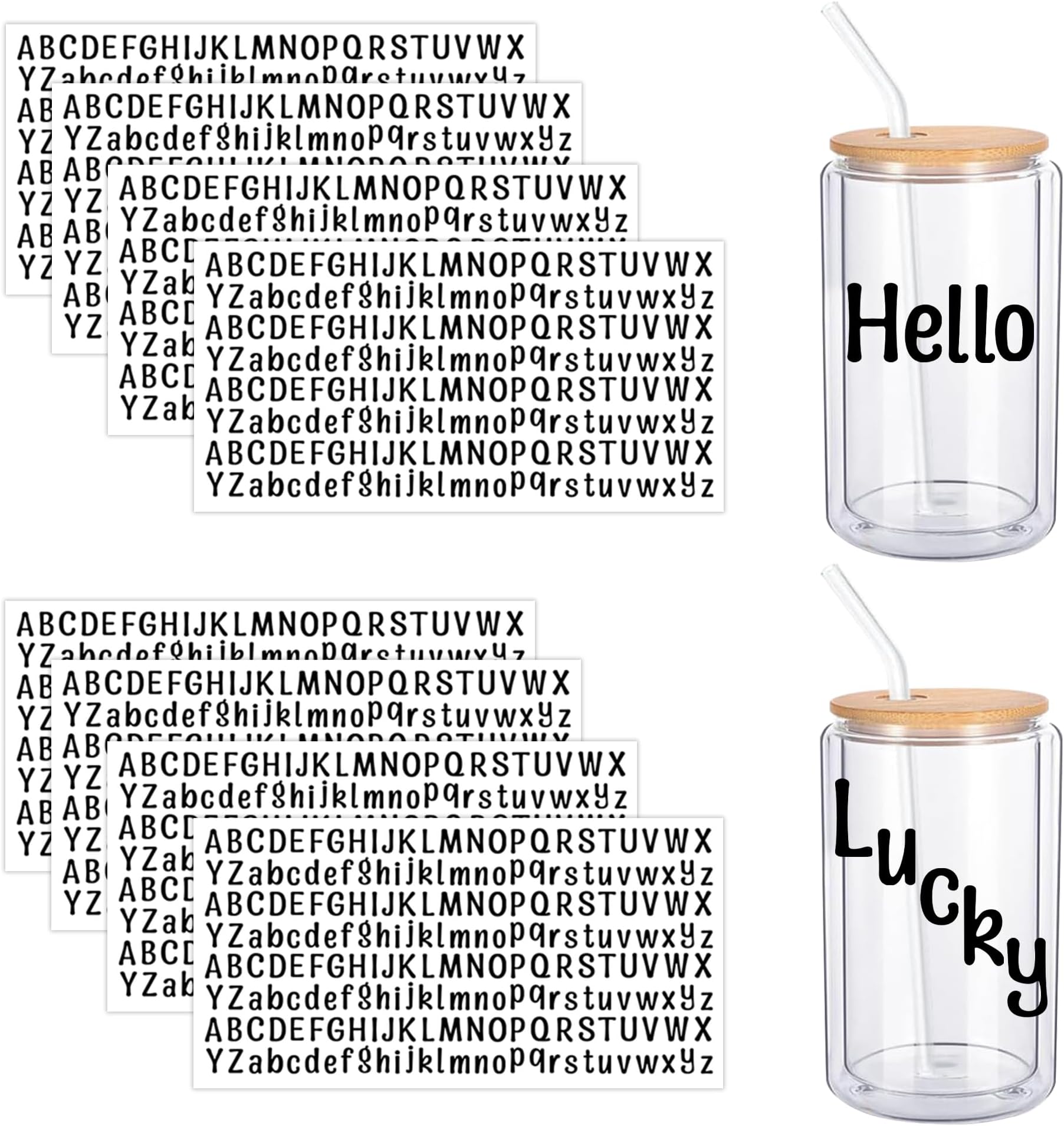 Amazon.com: GOMAKERER 14 Sheets UV DTF Cup Wraps Sticker, Letter A~Z UV ...