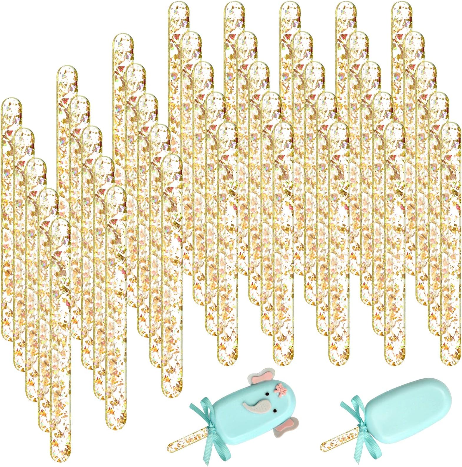 Amazon.com: Acrylic Cakesicle Sticks 40 Pcs Reusable Mirror Ice Cream ...