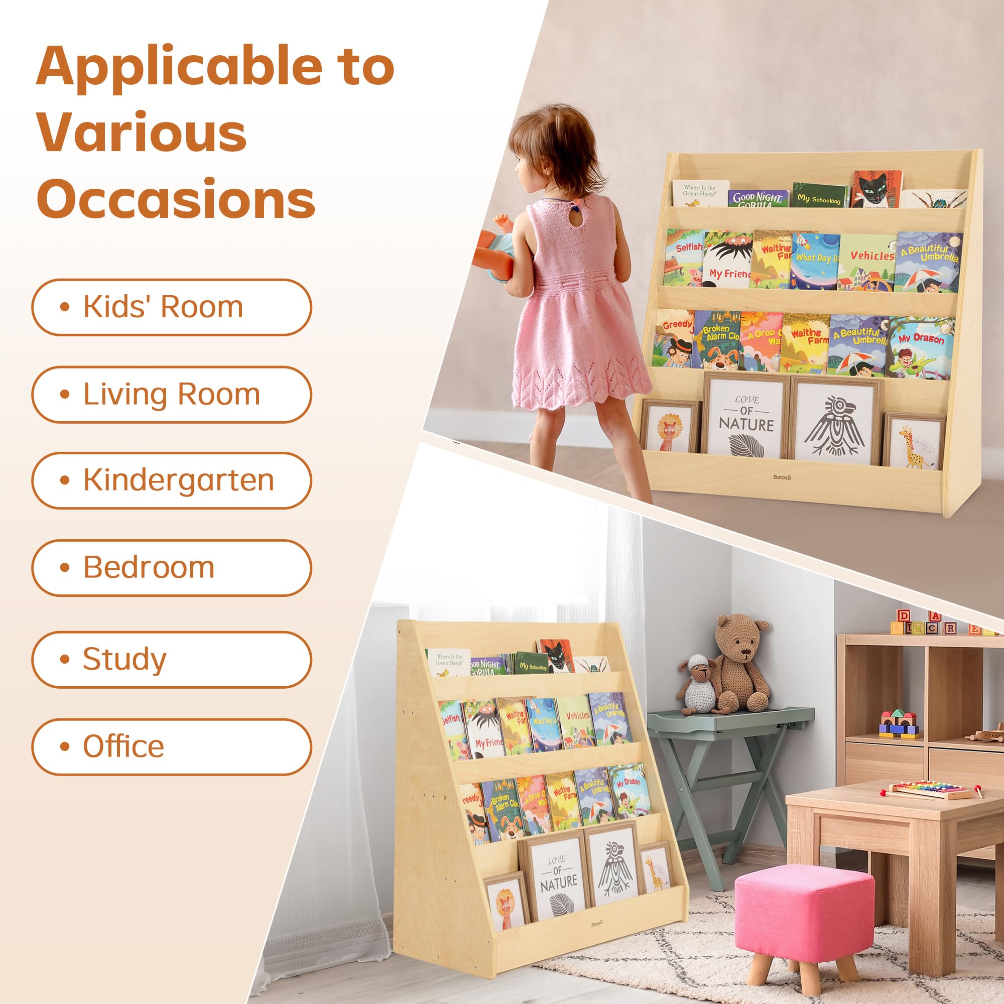 Snapklik.com : Single-Sided Bookshelf, Wooden Bookshelf, 4-Layer ...