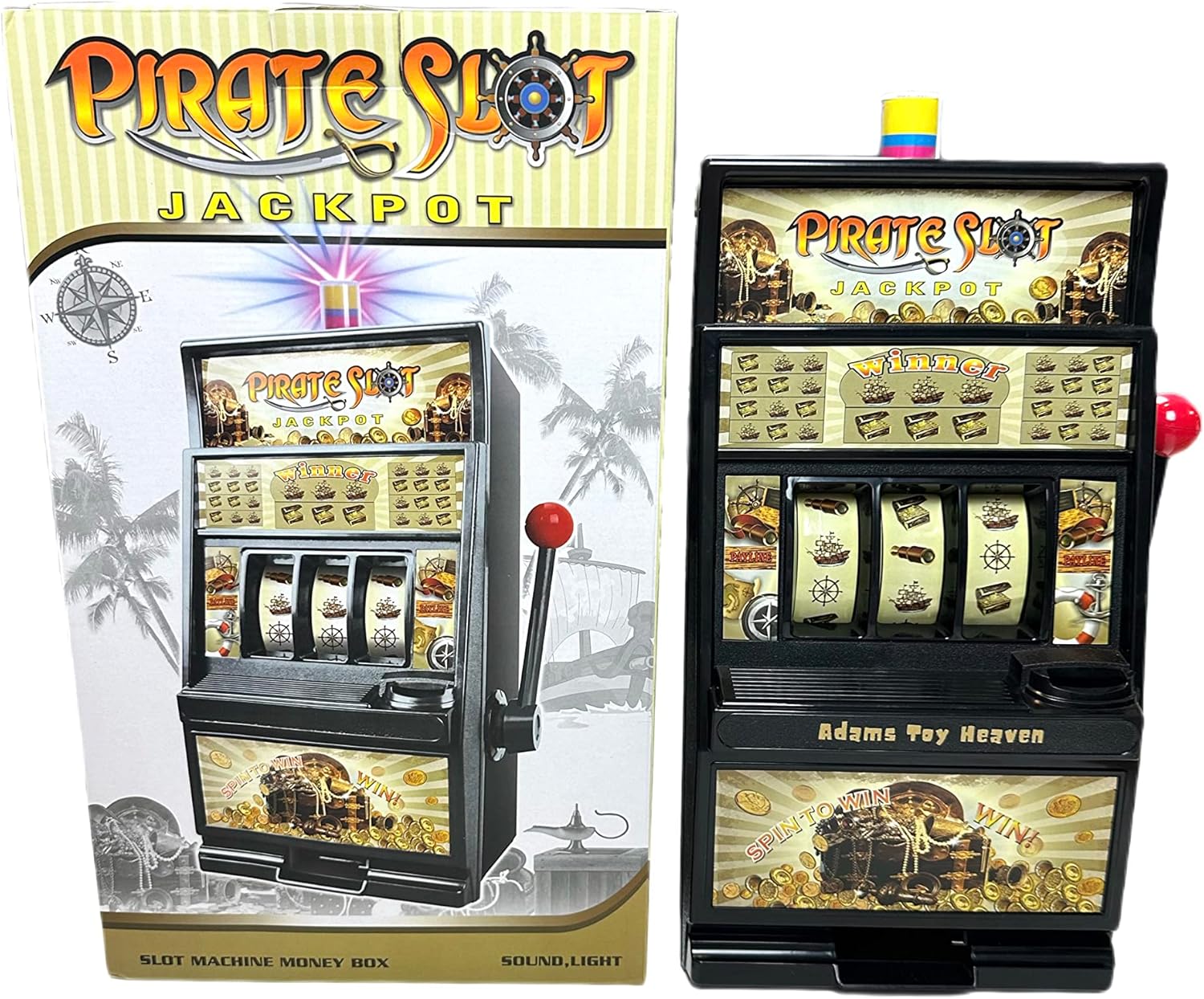 Amazon.com: Pirate Jumbo Slot Machine Casino Toy Piggy Bank Replica with Flashing Lights and ...