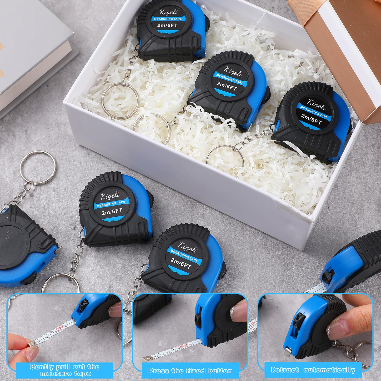 Snapklik.com : Kigeli 50 Pcs 6ft/2 Meter Mini Measuring Tape Keychains ...