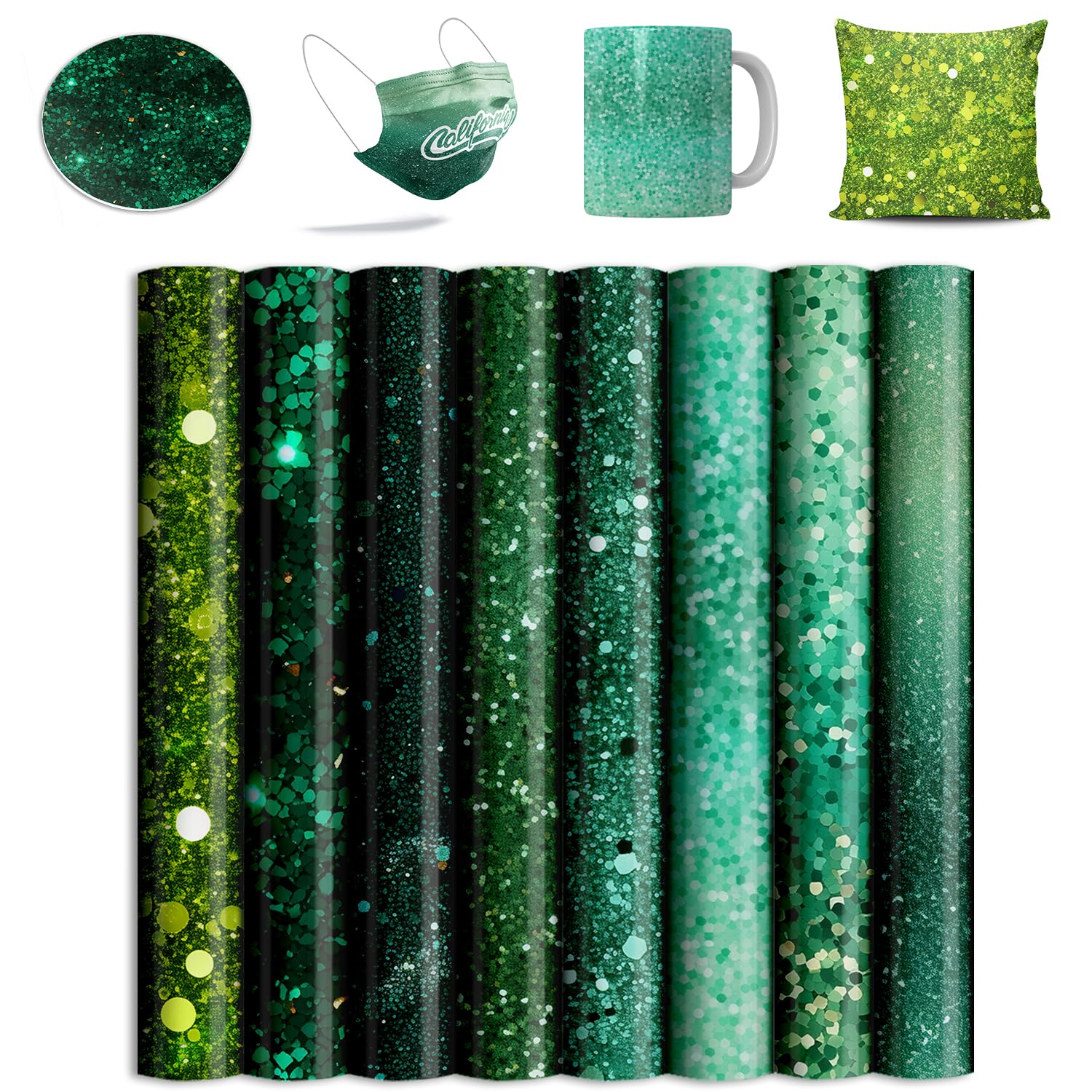 Snapklik.com : Green Glitter Sublimation Transfer Sheets For Heat Press ...