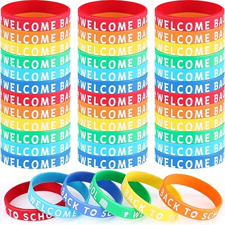 Amazon.com : Welcome Back to School Bracelets Silicone Wristbands ...