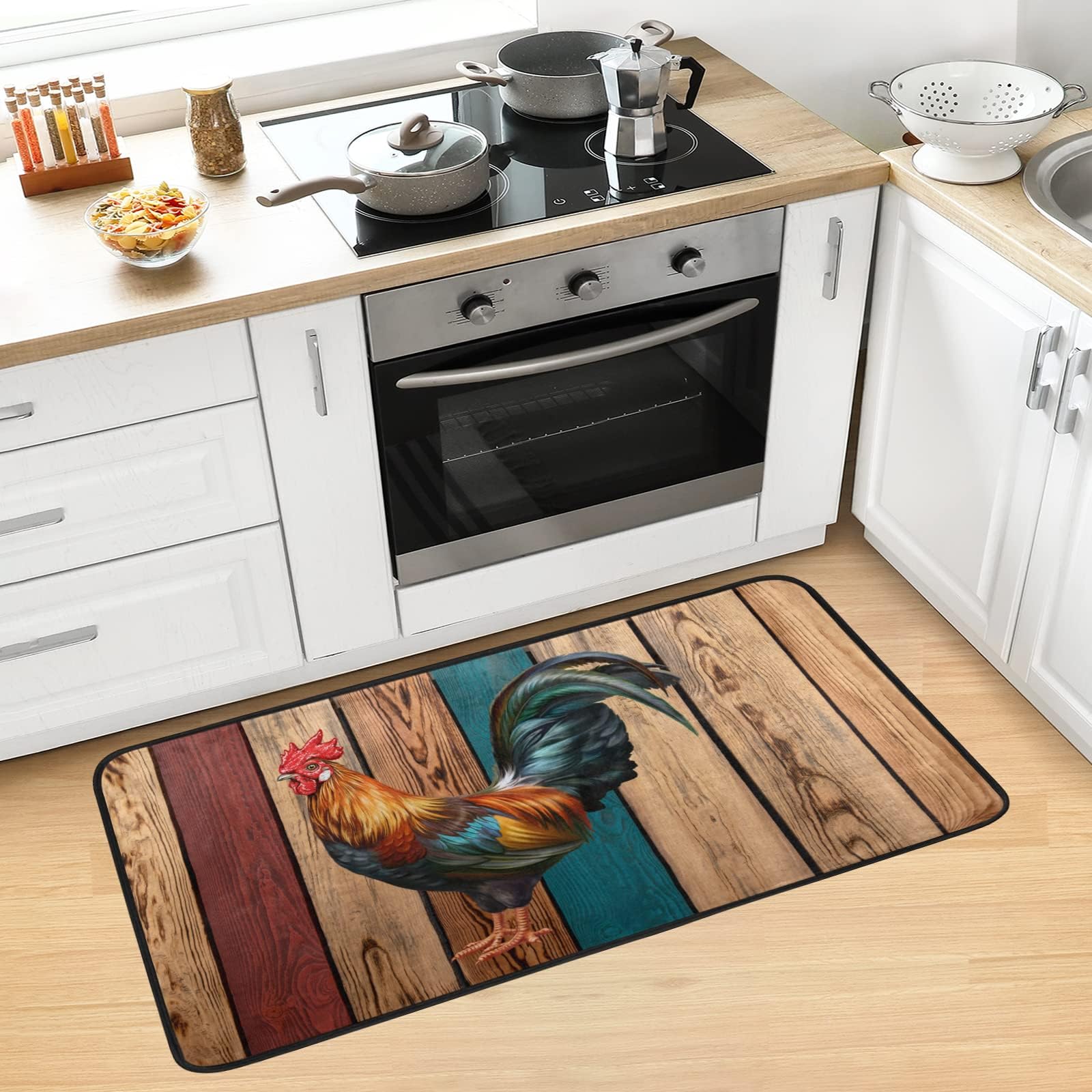 Amazon.com: Mayberry Rug Tall Rooster Kitchen Rug, 19"x31" Wedge : Home ...